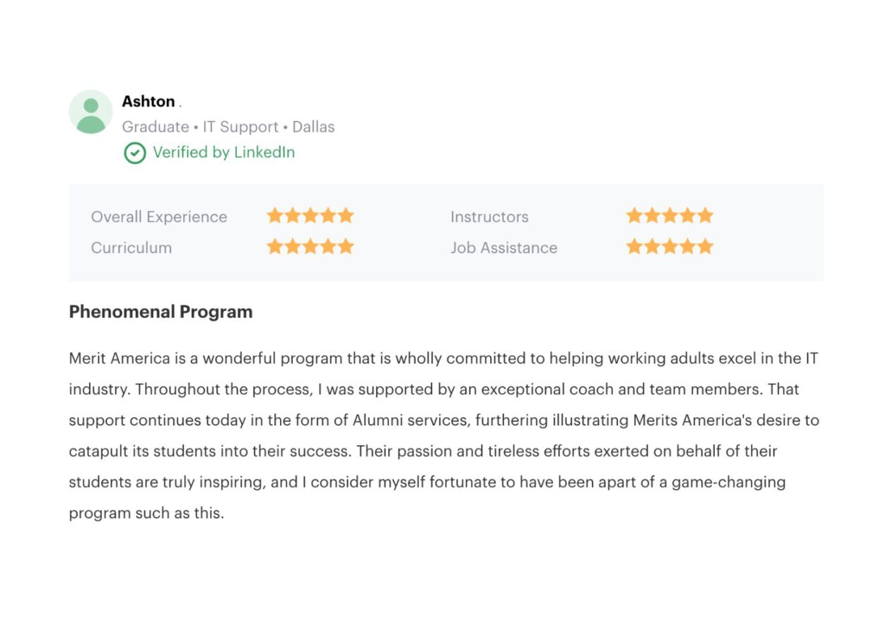 Tech Program Reviews, Ratings, & Stories | Merit America